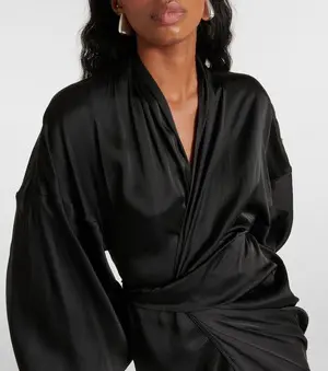 Rick Owens Satin Wrap Gown - Black