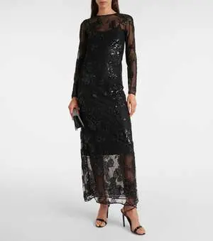 Remain Birger Christensen Embellished Mesh Maxi Dress