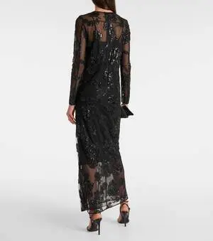 Remain Birger Christensen Embellished Mesh Maxi Dress