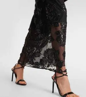 Remain Birger Christensen Embellished Mesh Maxi Dress