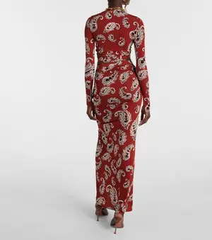 Rabanne Paisley Jersey Maxi Skirt - Red