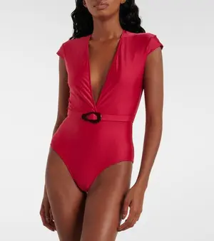 ADRIANA DEGREAS Belted Swimsuit - Red
