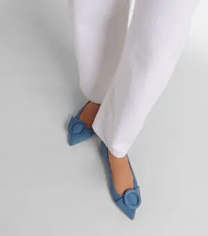 GIANVITO ROSSI Venezia Suede Ballet Flats - Blue