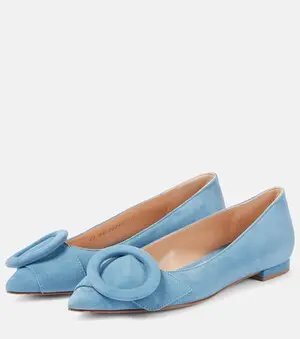 GIANVITO ROSSI Venezia Suede Ballet Flats - Blue