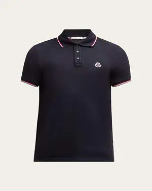 Moncler Pique Logo Patch Polo Shirt - Blue