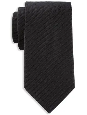 OAK HILL PREMIUM BY DXL Big And Tall Textured Silk Necktie - Black