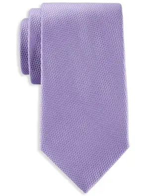 OAK HILL PREMIUM BY DXL Big And Tall Textured Silk Necktie - Lilac