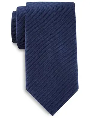 OAK HILL PREMIUM BY DXL Big And Tall Textured Silk Necktie Navy