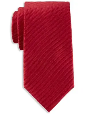 OAK HILL PREMIUM BY DXL Big And Tall Textured Silk Necktie - Red