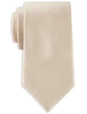 OAK HILL PREMIUM BY DXL Big And Tall Textured Silk Necktie - Taupe