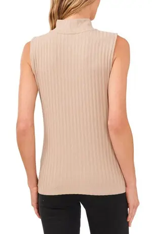 CECE DUPRAZ Mock Neck Ribbed Tank - Almond Beige