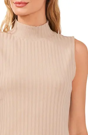 CECE DUPRAZ Mock Neck Ribbed Tank - Almond Beige