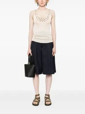 Rabanne Bead-embellished Knitted Top - Neutrals