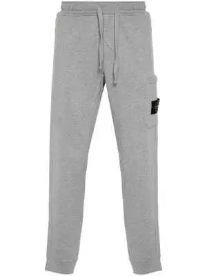 Stone Island Compass-badge Mélange Tapered Trousers - Grey