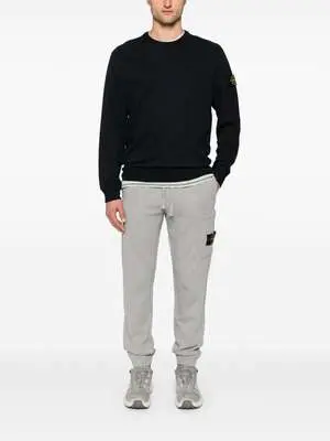 Stone Island Compass-badge Mélange Tapered Trousers - Grey