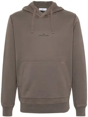 Stone Island Cotton Hoodie With Logo Detail - Neutrals