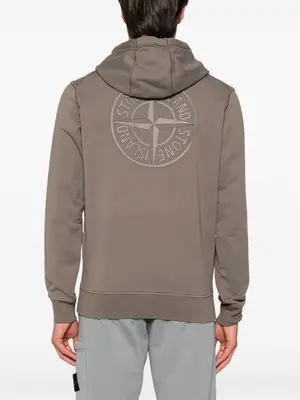 Stone Island Cotton Hoodie With Logo Detail - Neutrals