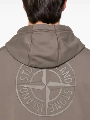 Stone Island Cotton Hoodie With Logo Detail - Neutrals