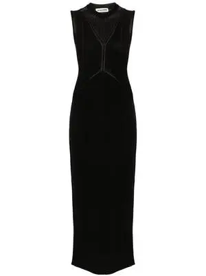 JIL SANDER Crew-neck Knitted Maxi Dress - Black