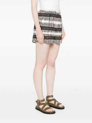 MAISON LA PLAGE Abstract-print Linen Shorts