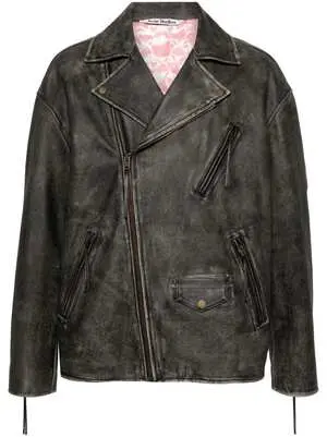 Acne Studios Logo-embossed Biker Leather Jacket