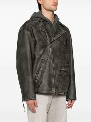 Acne Studios Logo-embossed Biker Leather Jacket