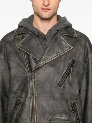 Acne Studios Logo-embossed Biker Leather Jacket