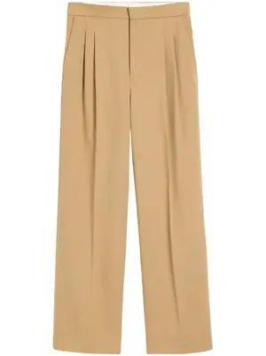 Ami Cotton Wide-leg Trousers - Neutrals