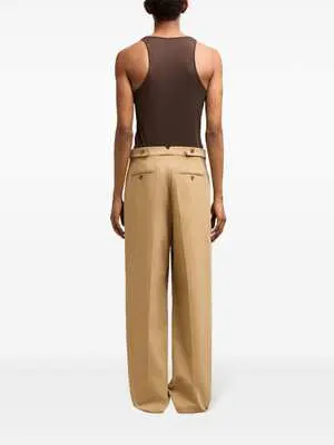 Ami Cotton Wide-leg Trousers - Neutrals