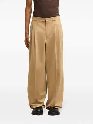 Ami Cotton Wide-leg Trousers - Neutrals