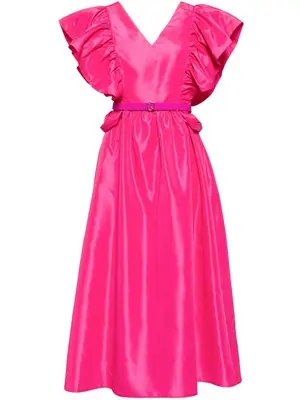 SAIID KOBEISY Ruffled Taffeta Midi Dress - Pink