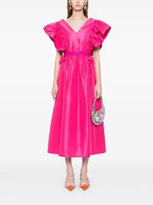 SAIID KOBEISY Ruffled Taffeta Midi Dress - Pink