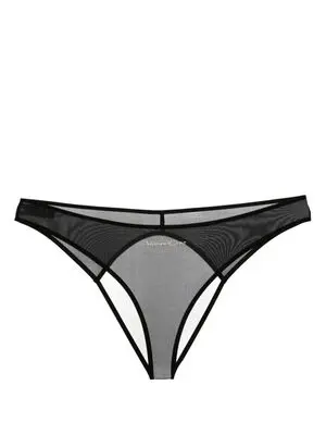 MAISON CLOSE Open Semi-sheer Thong - Black