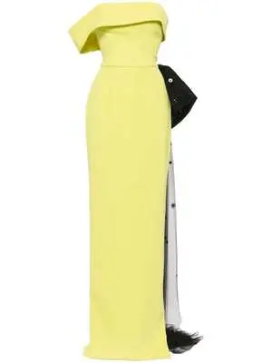 SAIID KOBEISY Bow Off-shoulder Gown - Green