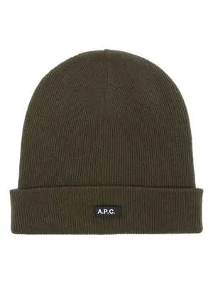 A.p.c. Logo-tag Wool Beanie - Green