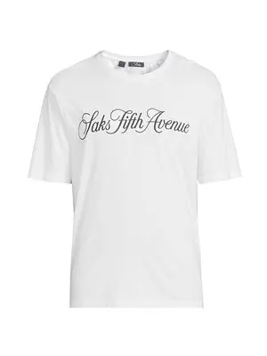 SAKS FIFTH AVENUE Collection Logo-embroidered Cotton T-shirt - White