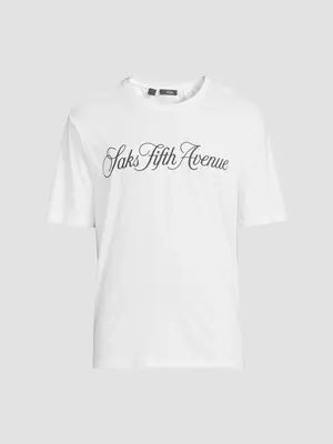 SAKS FIFTH AVENUE Collection Logo-embroidered Cotton T-shirt - White