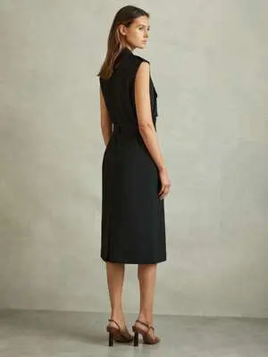 REISS Kimora Wool-blend Double-breasted Midi Dress