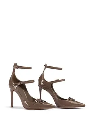 LE SILLA Morgana 120mm Patent-leather Pumps - Brown