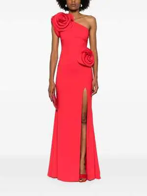ANA RADU One-shoulder Floral Appliqué Dress
