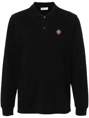 Bally Logo-embroidered Organic Cotton Polo Shirt - Black