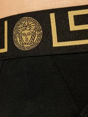 Versace Greca Stretch-cotton Briefs - Black