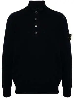 Stone Island Compass Badge Wool Blend Jumper - Blue