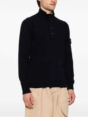 Stone Island Compass Badge Wool Blend Jumper - Blue
