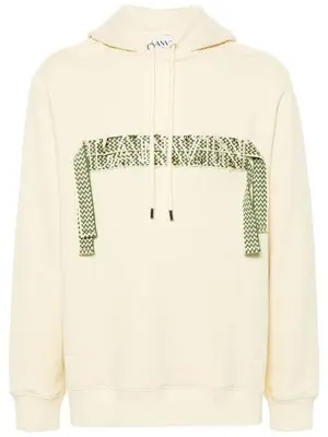 LANVIN Logo-embroidered Cotton Hoodie - Yellow