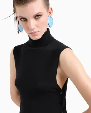 Giorgio Armani Virgin Wool Mock-neck Top