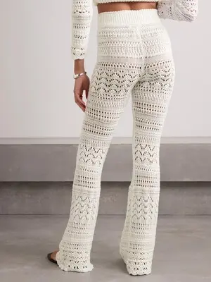 LoveShackFancy Fosta Crocheted Cotton Flared Pants