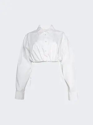 Alexander Wang Cropped Drawstring Blouse - White