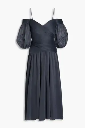 Zimmermann Cold-shoulder Plissé-organza Midi Dress