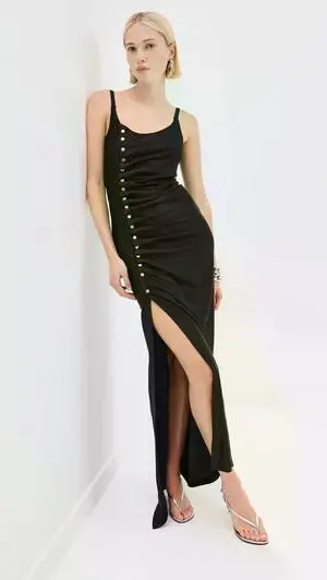 Rabanne Drape Pression Sleeveless Dress